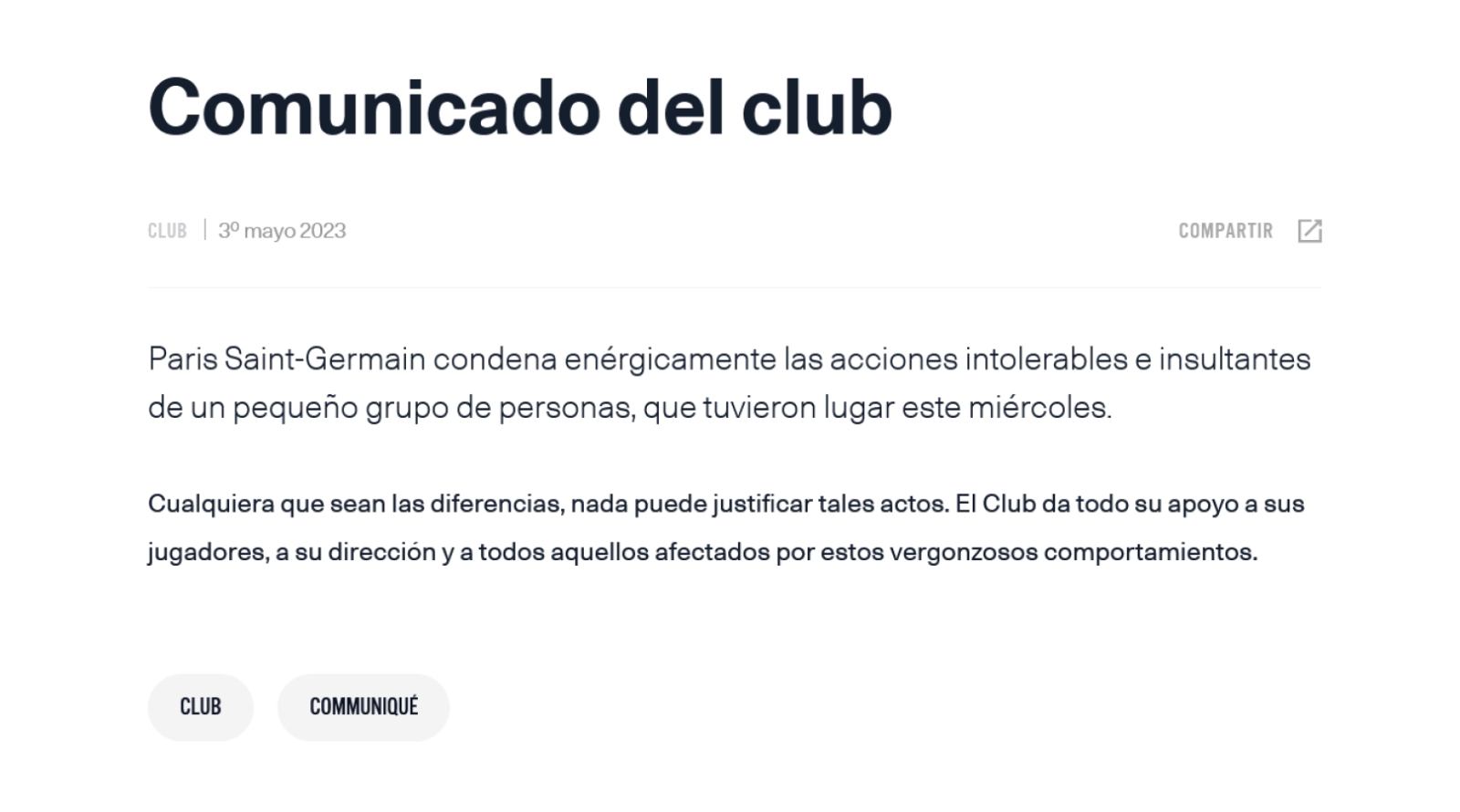 El escueto comunicado de PSG tras los insultos a Messi | El Gráfico